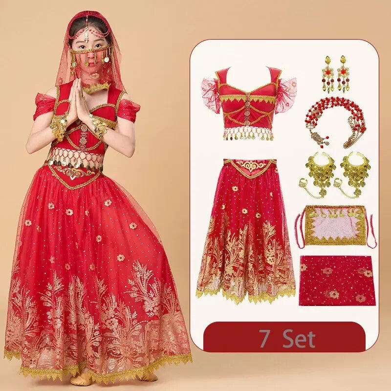 Детский танцевальный костюм для belly dance lovskaya S, 7 set red B