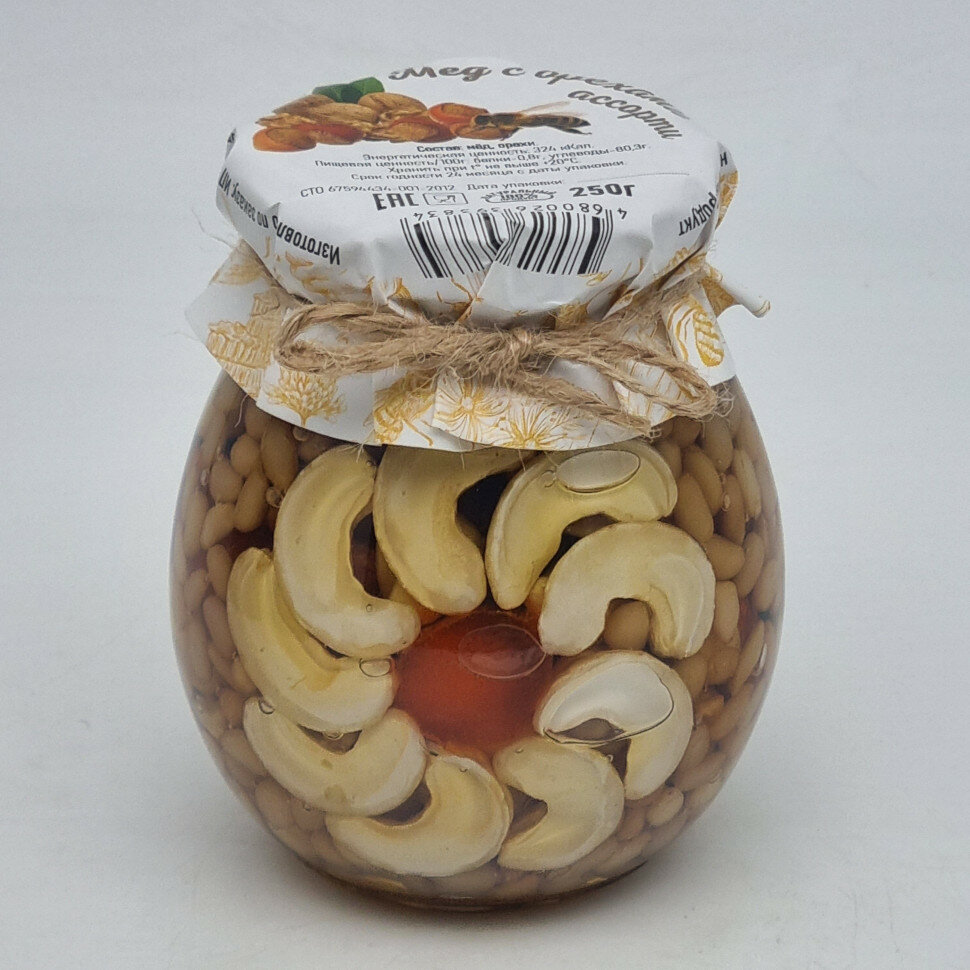 Мед с орехами ассорти 250гр