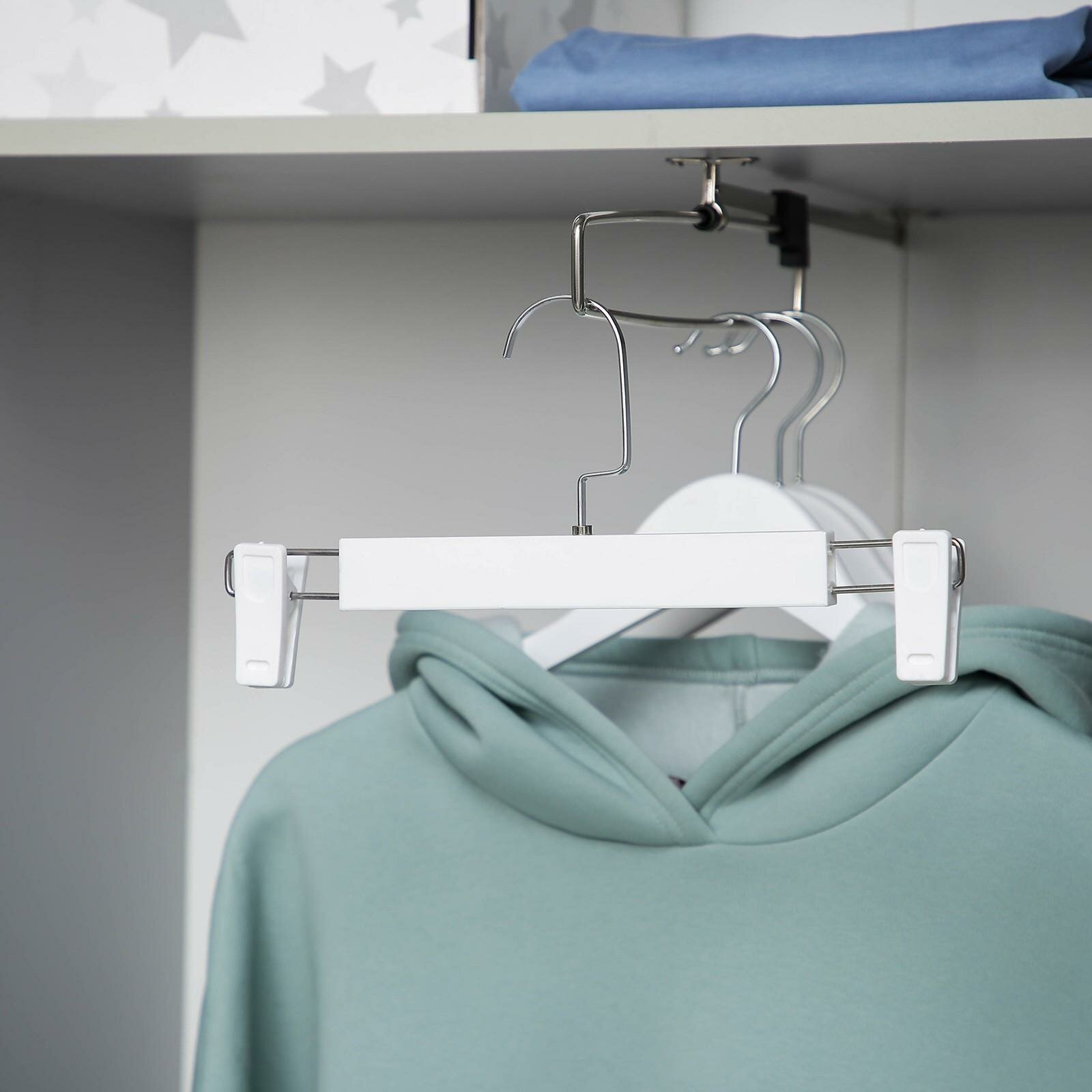 Вешалка для брюк и юбок с зажимами, 31×16 см, цвет белый