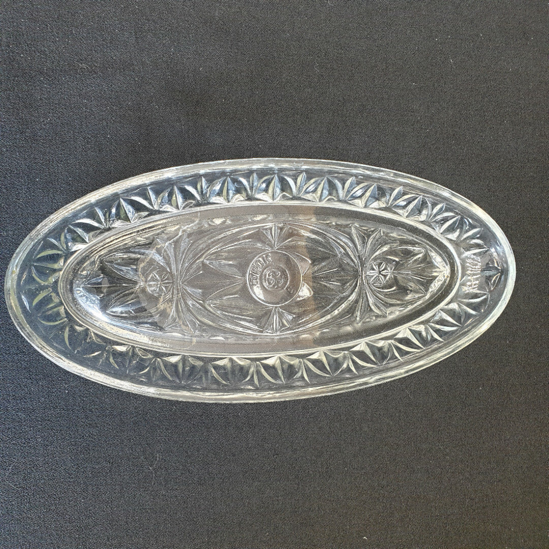 Селёдочница, стекло, длина 25.5 см. Винтаж, СССР.