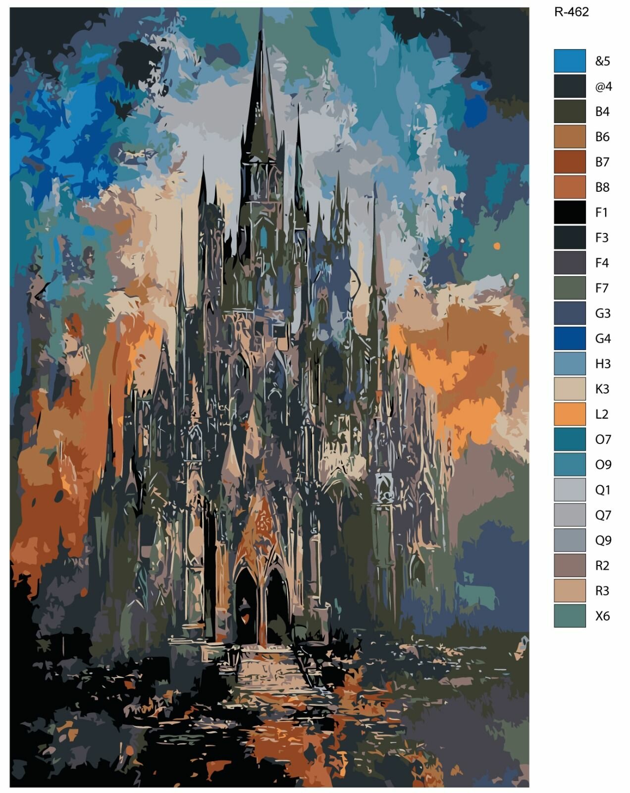 Картина по номерам R-462 "Готический собор ночью " 40х60 см