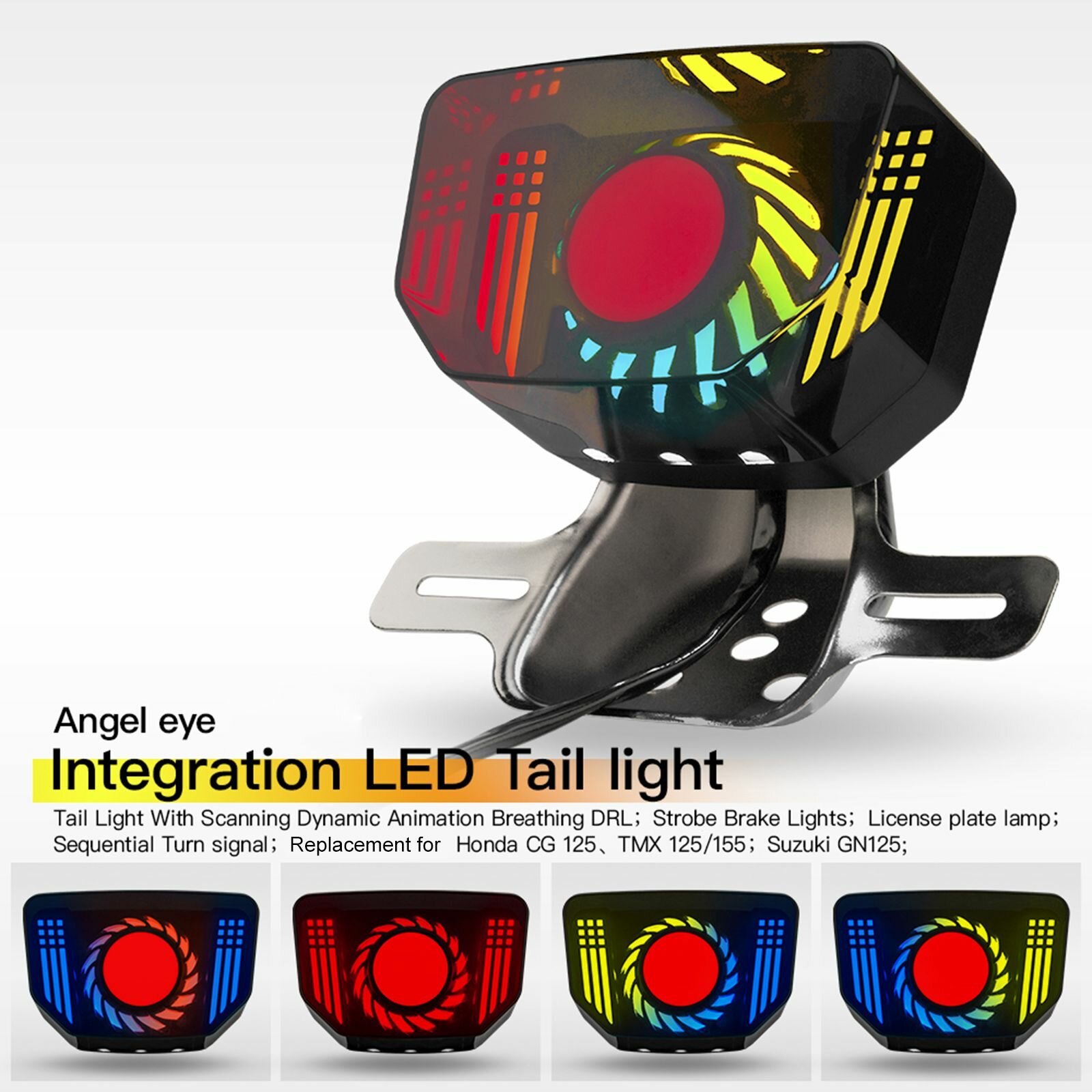 Светодиодный задний фонарь с анимацией DRL, стробоскопом для Suzuki GN (ABS, синий свет)