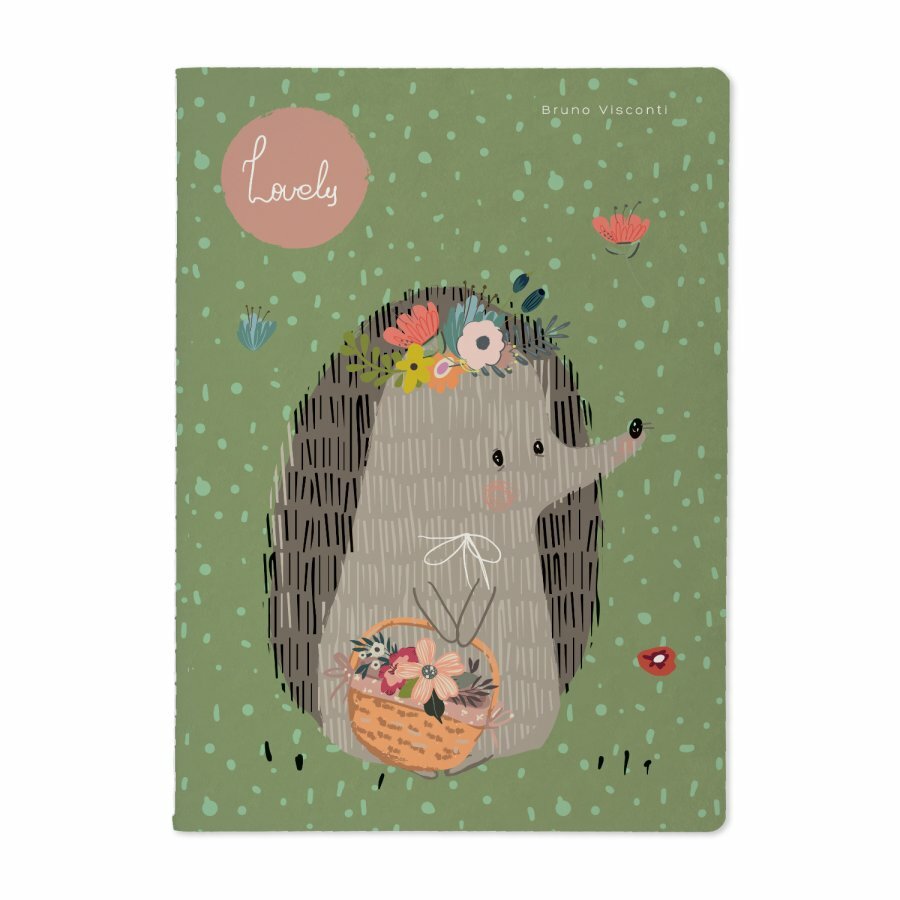 Тетрадь BrunoVisconti "Ёжик с корзинкой", 60 листов, B5, 179х250мм, 1шт.