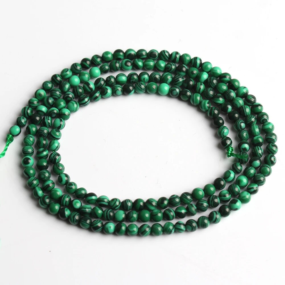 Бусины из натурального камня AOHAYOOMQ 2/3/4 мм Изумрудный, 3mm about 110pcs, Malachite