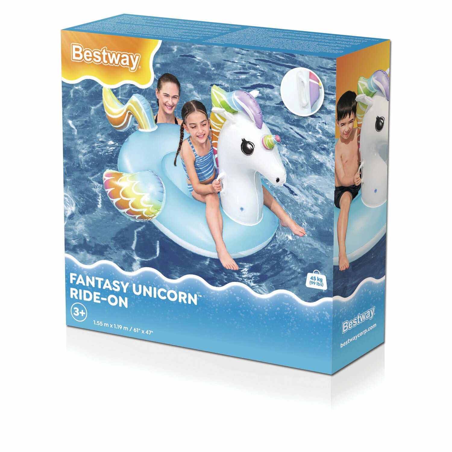 Надувная игрушка-наездник Bestway "Единорог", с ручками, 155х119 см, от 3 лет, до 45 кг