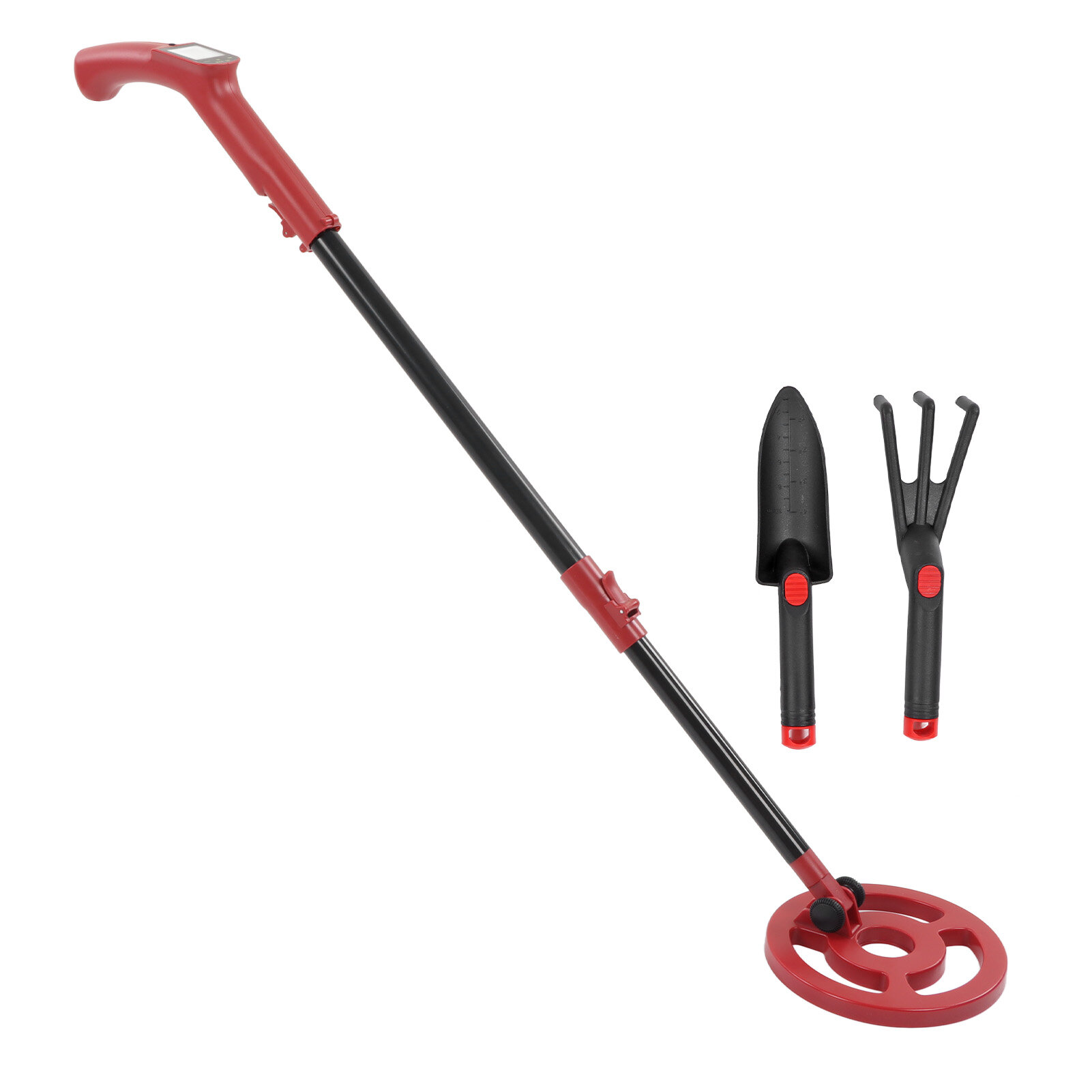 Металлоискатель-пинпоинтер, искатель монет, высокоточный инструмент для проверки и поиска, водонепроницаемый красный детектор с граблями и лопатой для поиска сокровищ