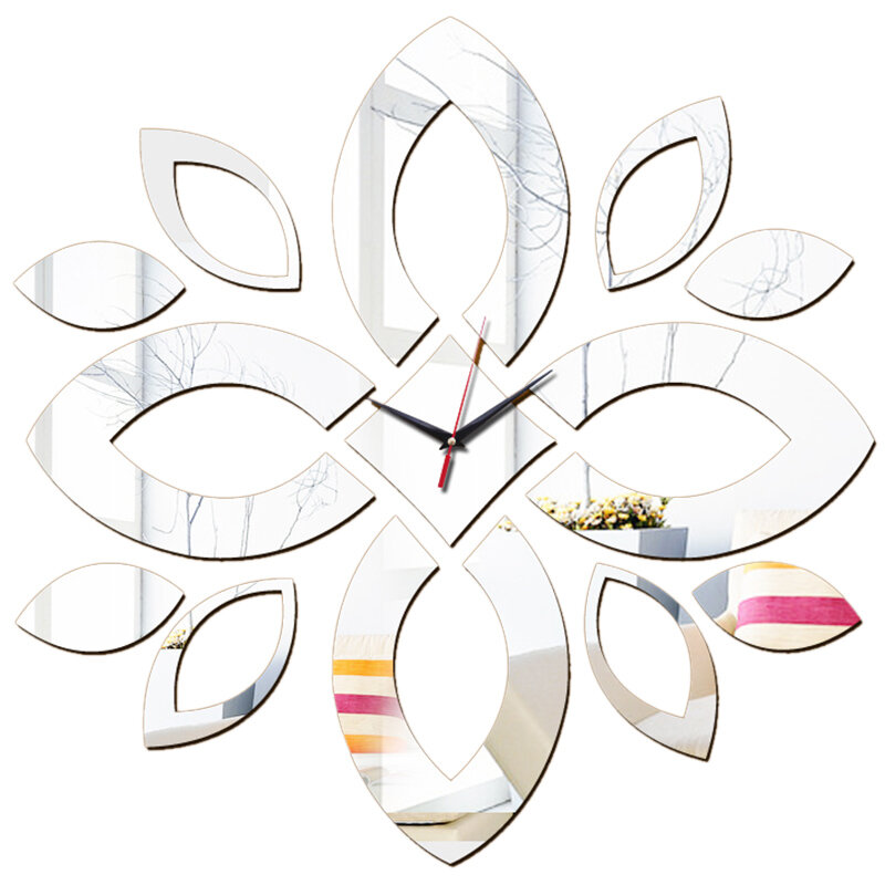 XINQIUS настенные часы большой цветок новый дизайн зеркало наклейка топ модные рамки часы и часы роскошный домашний декор подарок-зеркало серебро