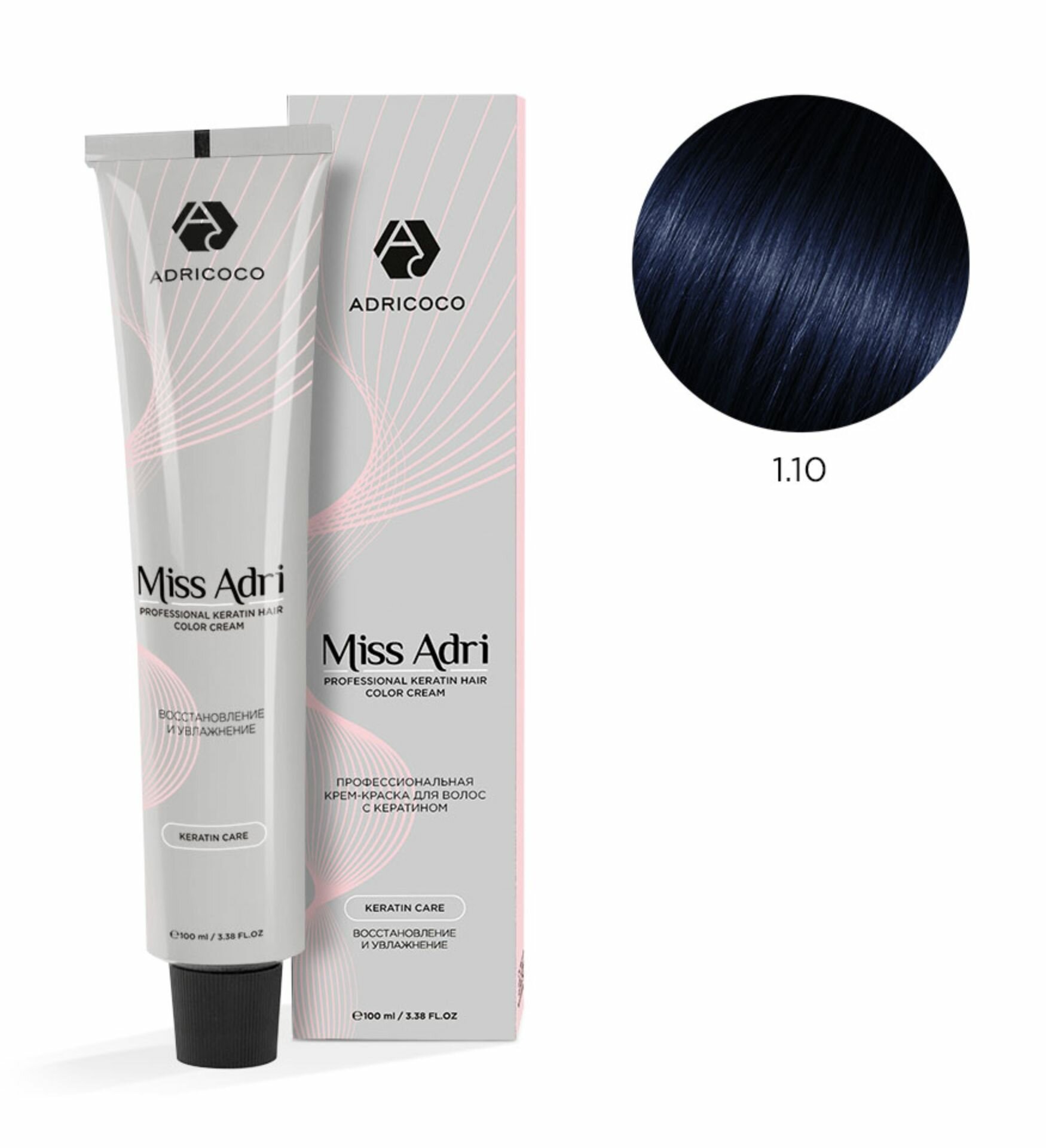 Adricoco Miss Adri Color Cream Крем-краска для волос 1/10 иссиня-черный 100мл