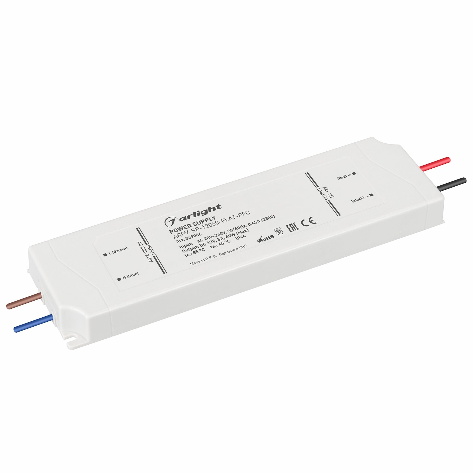 Блок питания ARPV-SP-12060-FLAT-PFC (12V, 5A, 60W)