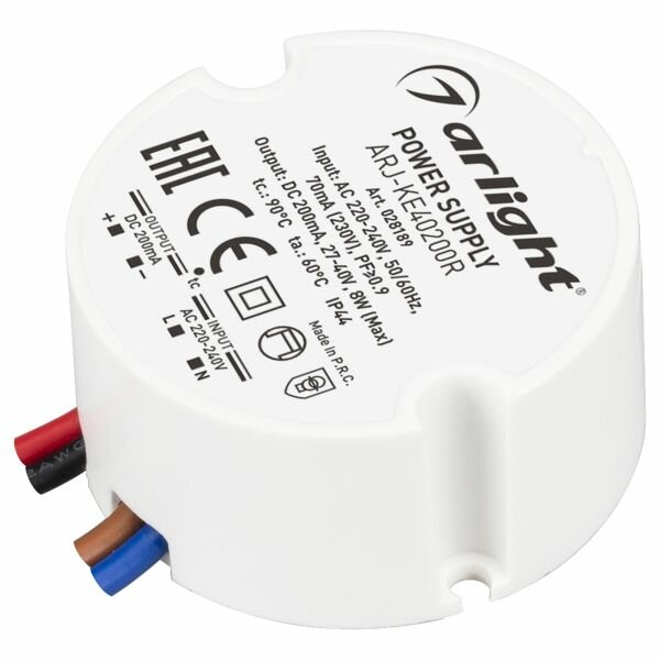 Блок питания для светильника Arlight ARJ-KE40200R (8W, 200mA, PFC)