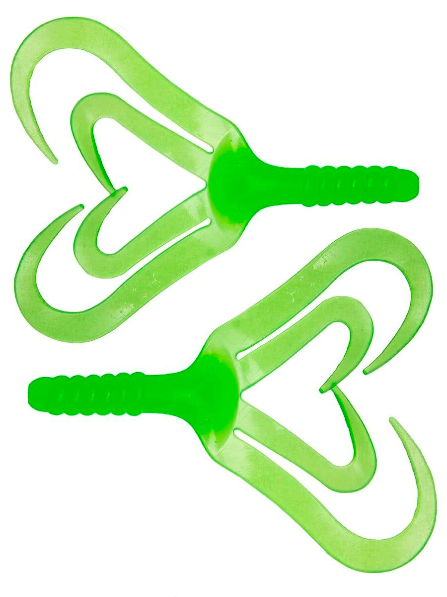 Твистер несъедобный Helios Credo Four tail 3,35"/8,5 см Electric green 30шт. (HS-20-007-N-30)