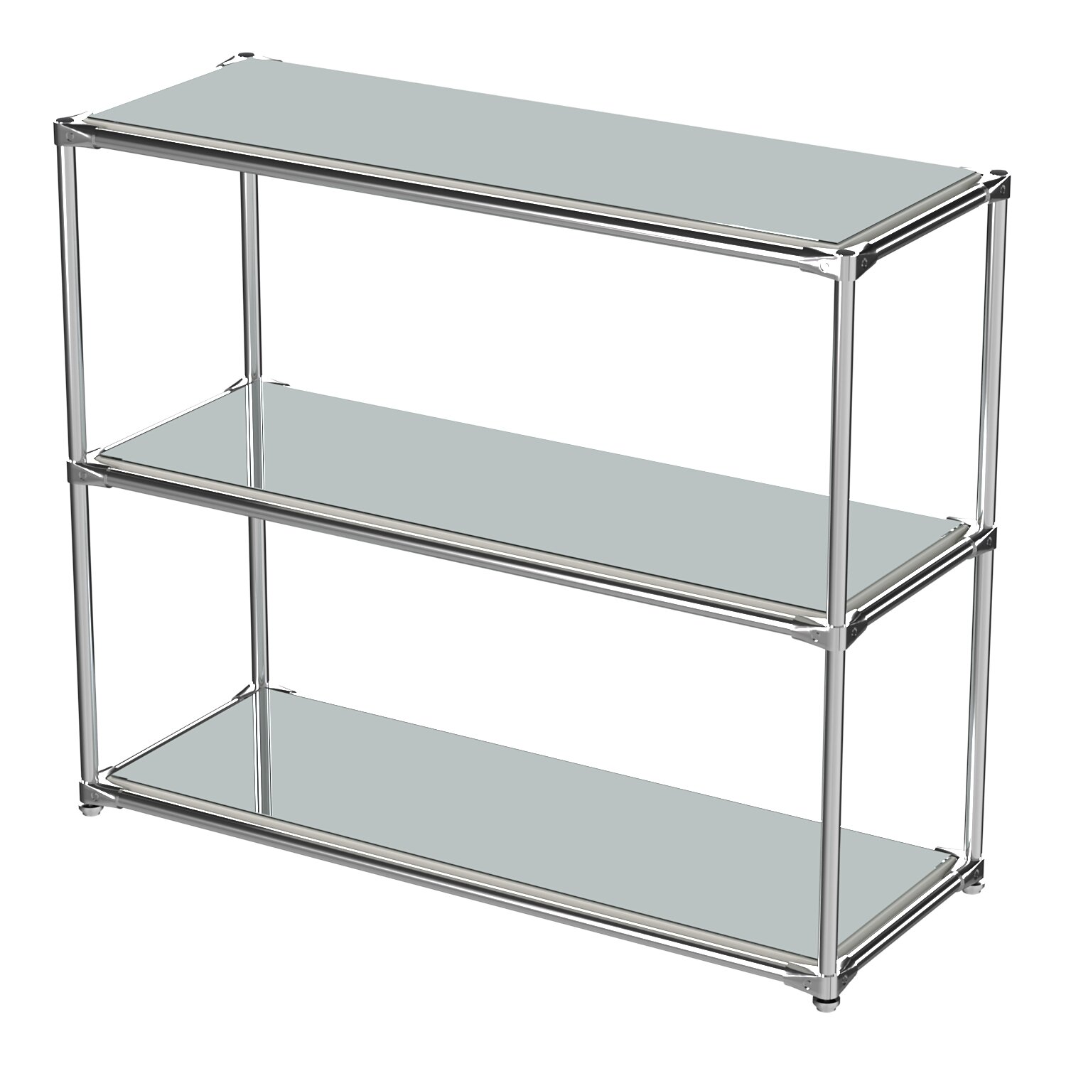 Хромированный стеллаж стиль №3г с длинными зеркальными полками, Белый