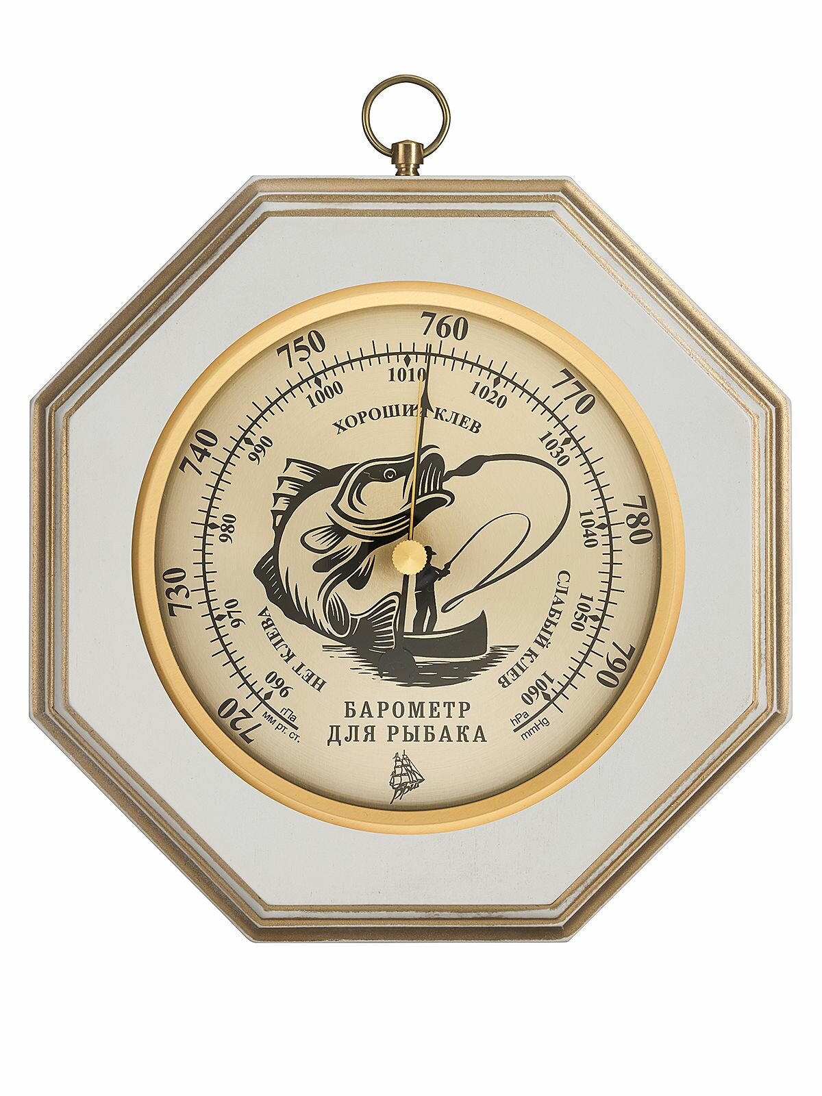 Барометр настенный Бриг БМ91311-ЭП рыбак . Натуральное дерево.