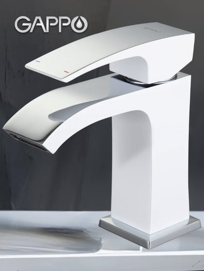 Смеситель для раковины(умывальника) Gappo G1007-8 латунь белый/хром