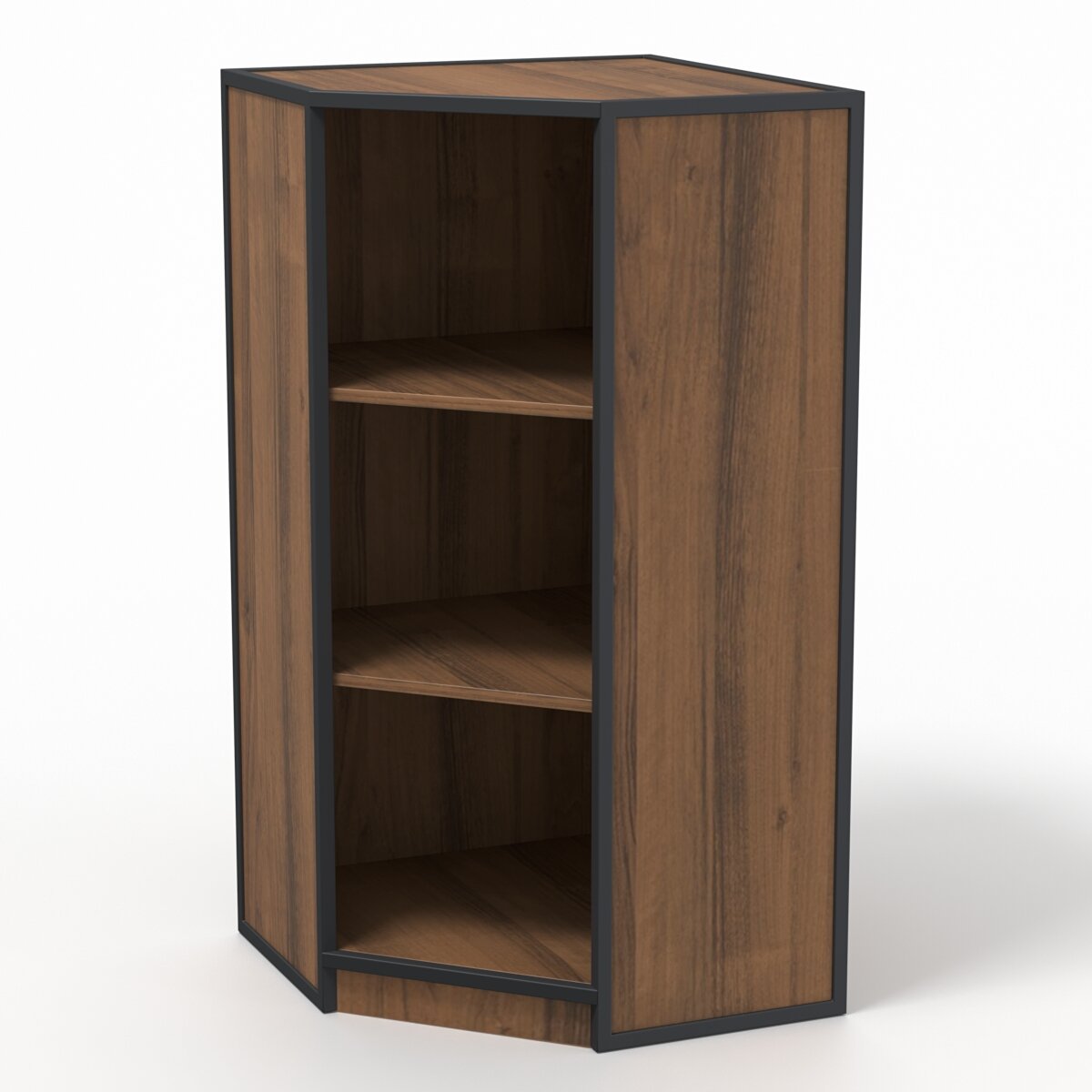 Угловой офисный стеллаж "Вектор" СУ-12 "стронг" в стиле лофт, Орех