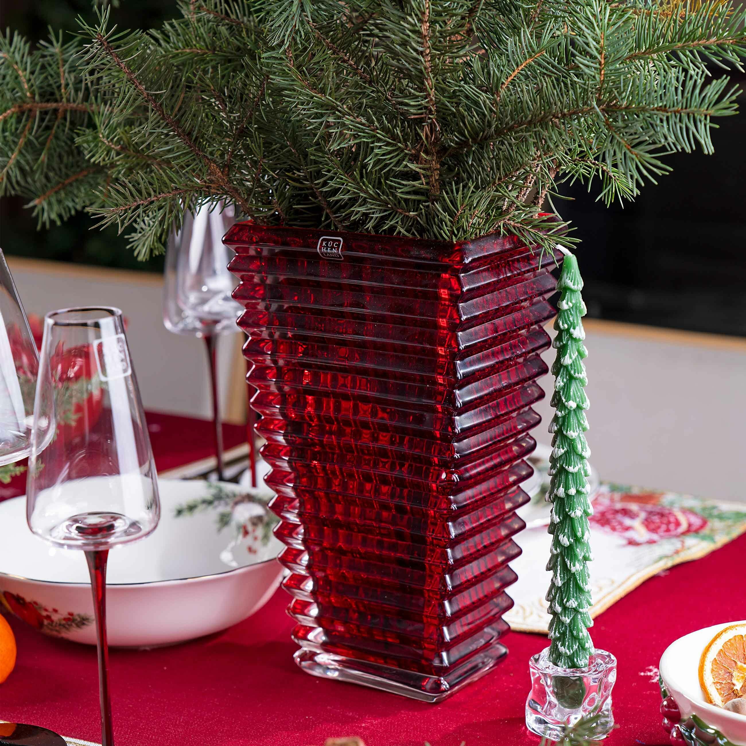 (W)Ваза для цветов, Kuchenland, 28 см, стекло Р, красная, Mosaic color