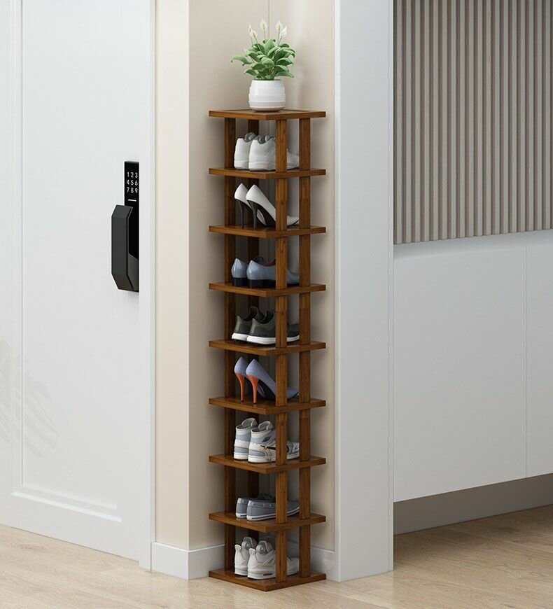 Обувная полка для прихожей, Бамбуковые и древесные материалы, высокая несущая способность, универсальность