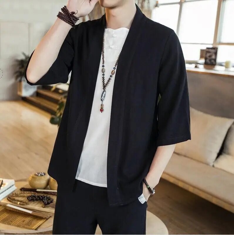 Мужское кимоно EASTQUEEN FF001 из хлопка Черный, XL, 2