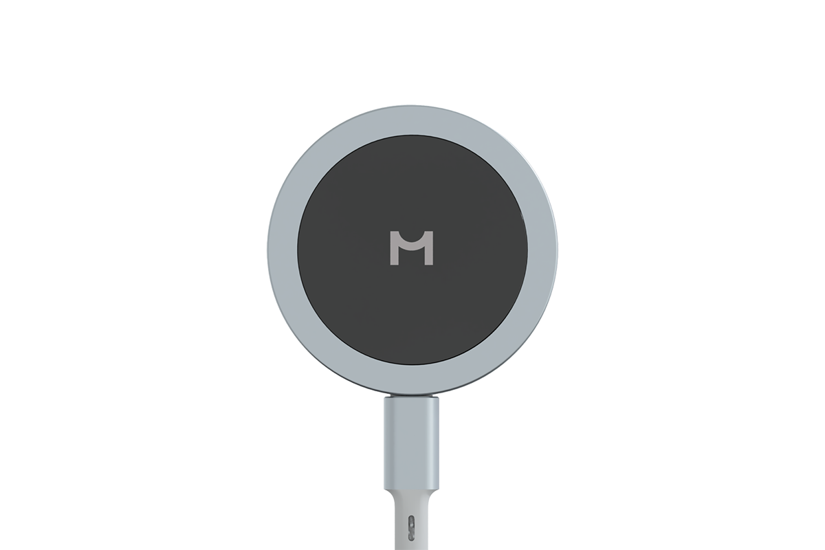 Компактное беспроводное зарядное устройство Magssory Coin, с магнитым кабелем, темно-серый