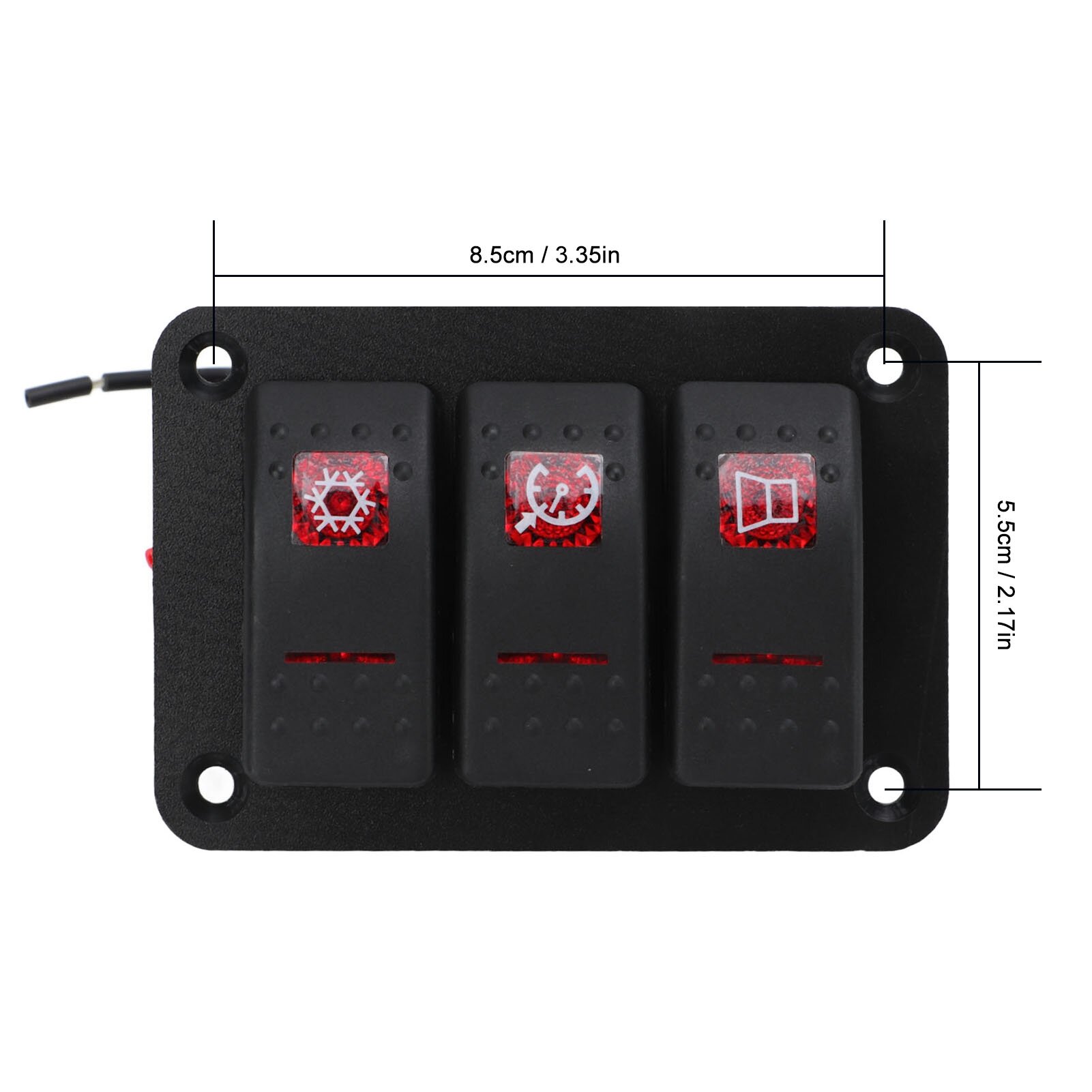 3-клавишная панель переключателей красного цвета, водонепроницаемая, устойчивая к коррозии, панель переключателей для автомобиля, лодки, DC12V 24V