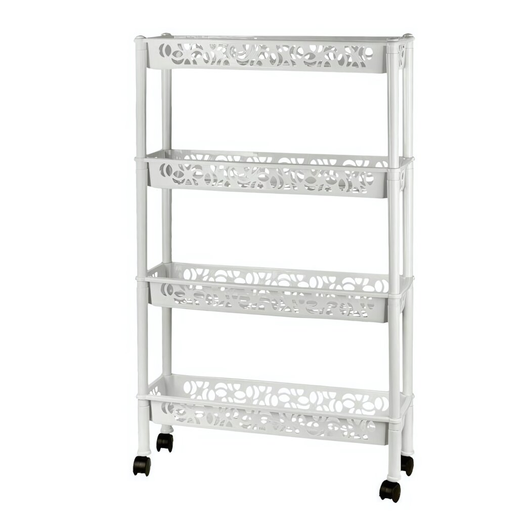 Этажерка Keeplex Light на колесиках, 4 полки, белая, 58х18х93,5 см