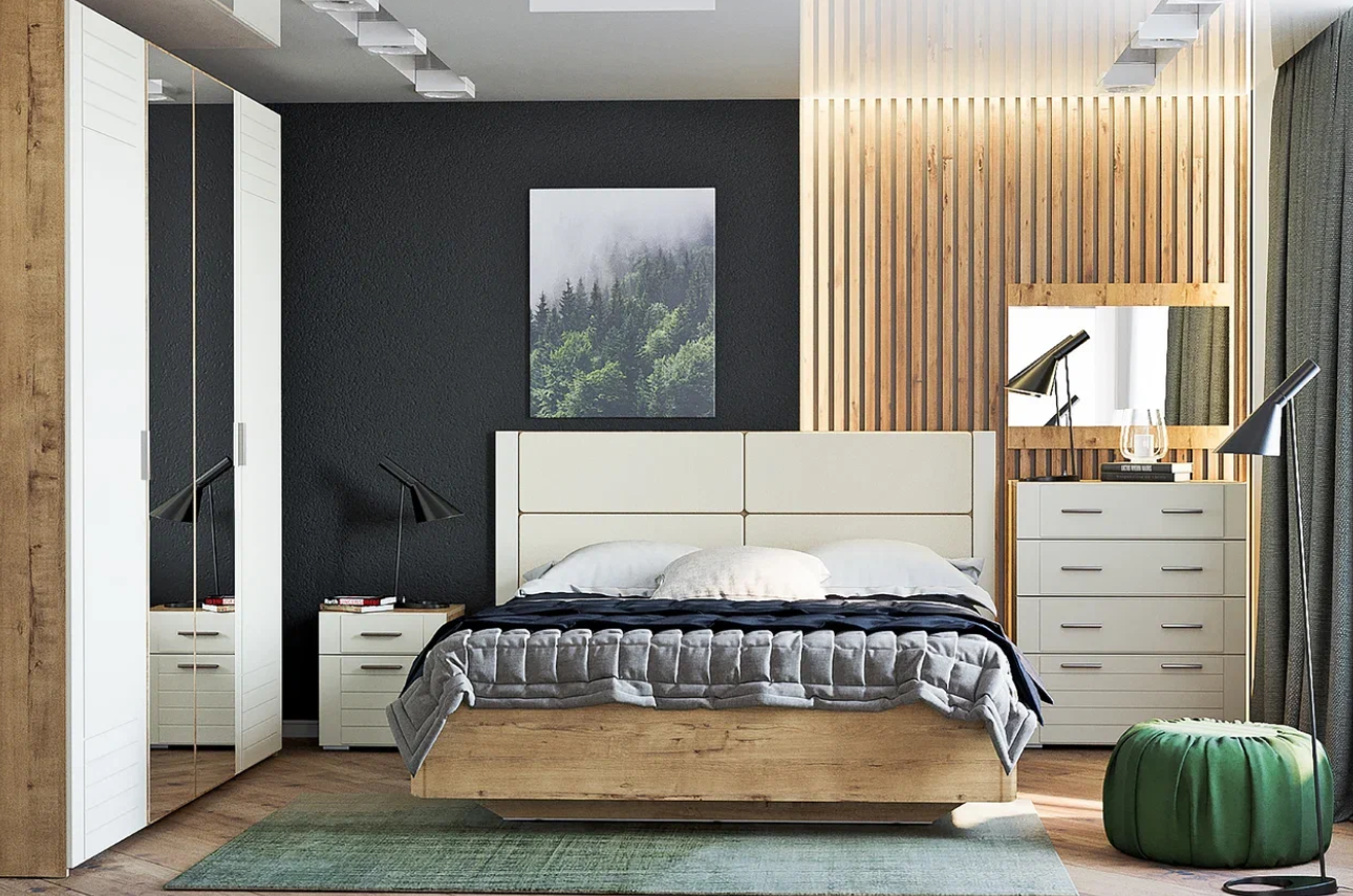 Спальня Сильва Livorno комплектация 1 Софт панакота, дуб бунратти