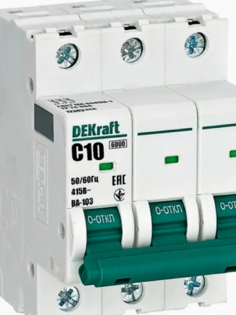 Автоматический выключатель DEKraft БА-103 12303DEK, 3 полюса, 10A, 6kA, 380V