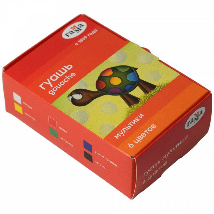 Гуашь 6 цветов (гамма) мультики 20мл арт 221030