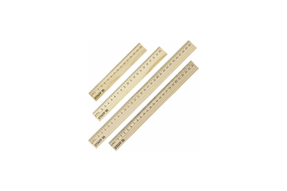 Staff набор деревянных линейок 15, 20, 25 и 30 см из канадской сосны, модель 210803
