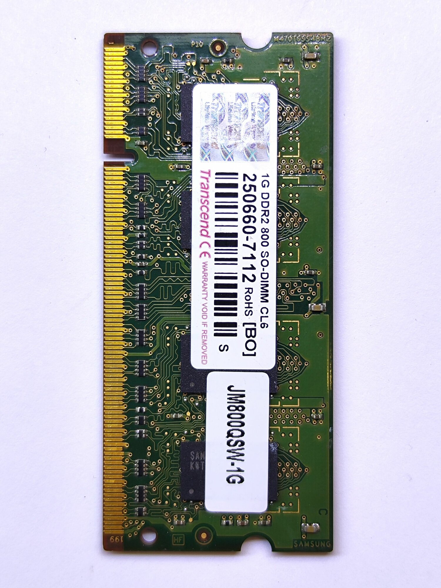 Оперативная память для ноутбука DDR2 Transcend 800MHz 1G DDR2 800 SO-DIMM CL6 250660-7112 JM800QSW-1G