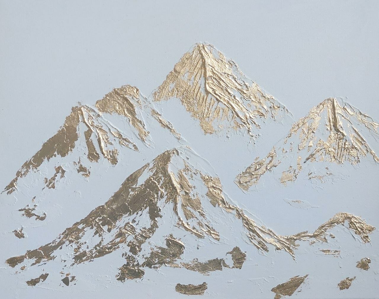 "Золотые Горы Осетии" Холст на подрамнике 40*50 Акрил, фактура золотая поталь.