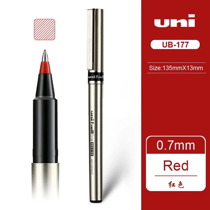Ручка гелевая UNI UB-177, 0.7mm, Красный