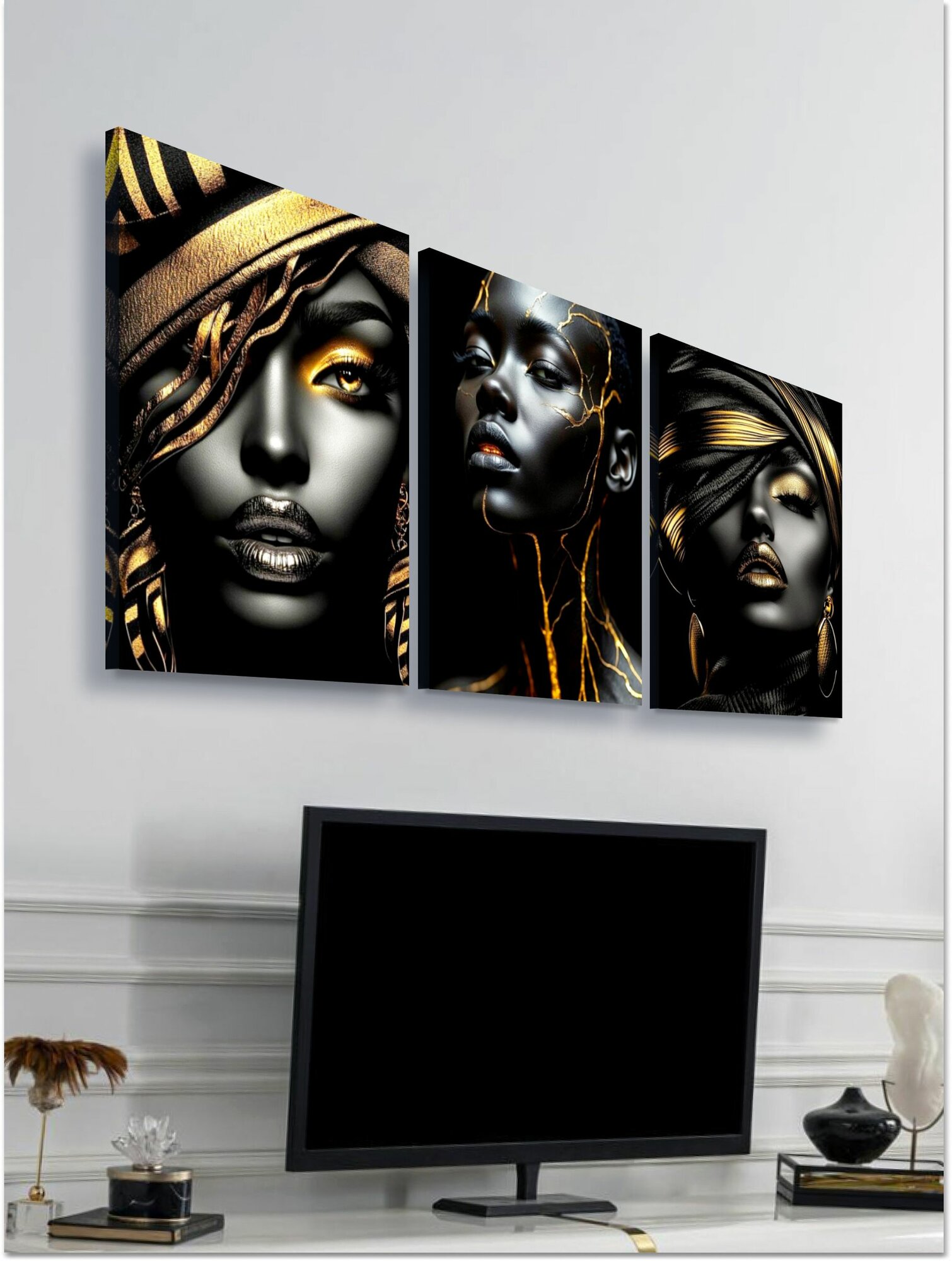 Картина Золотой взгляд модульная 50x70см 3шт.