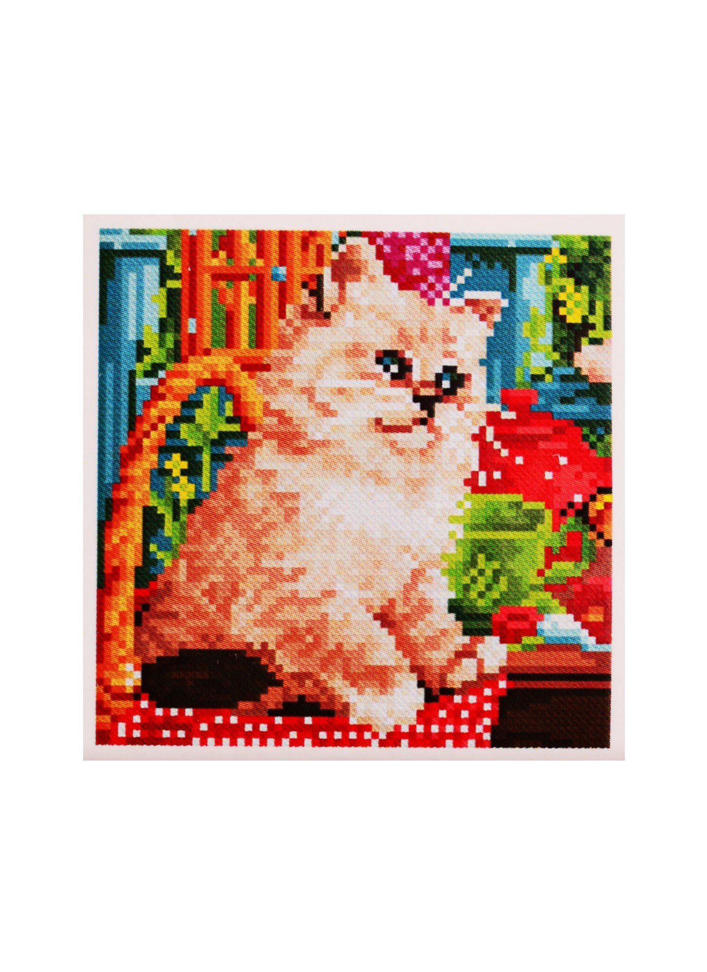 Набор для творчества, Рыжий Кот, Алмазная мозаика Котик в корзине, 20х20см c подр, с полн. заполн. (класс.),28цв. AC20063