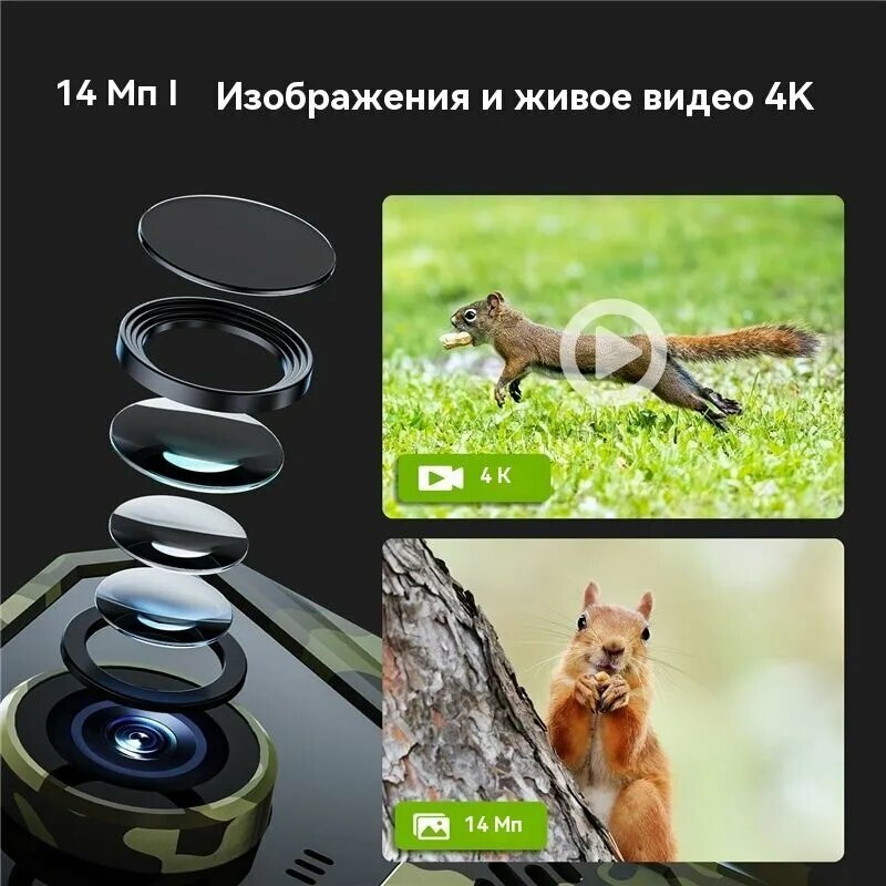 Фотоловушка с ИК-подсветкой | 120° угол обзора | Круглосуточная запись | Водонепроницаемый корпус | Наружная установка | Зеленый — фото 1