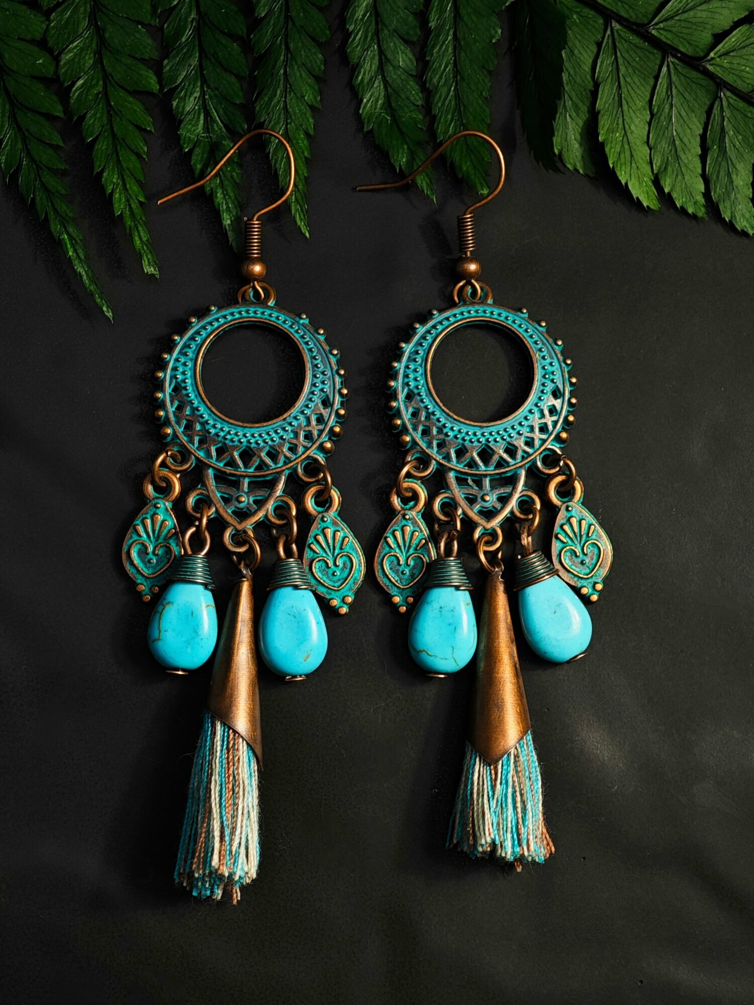 Серьги, эмаль, бирюза синтетическая