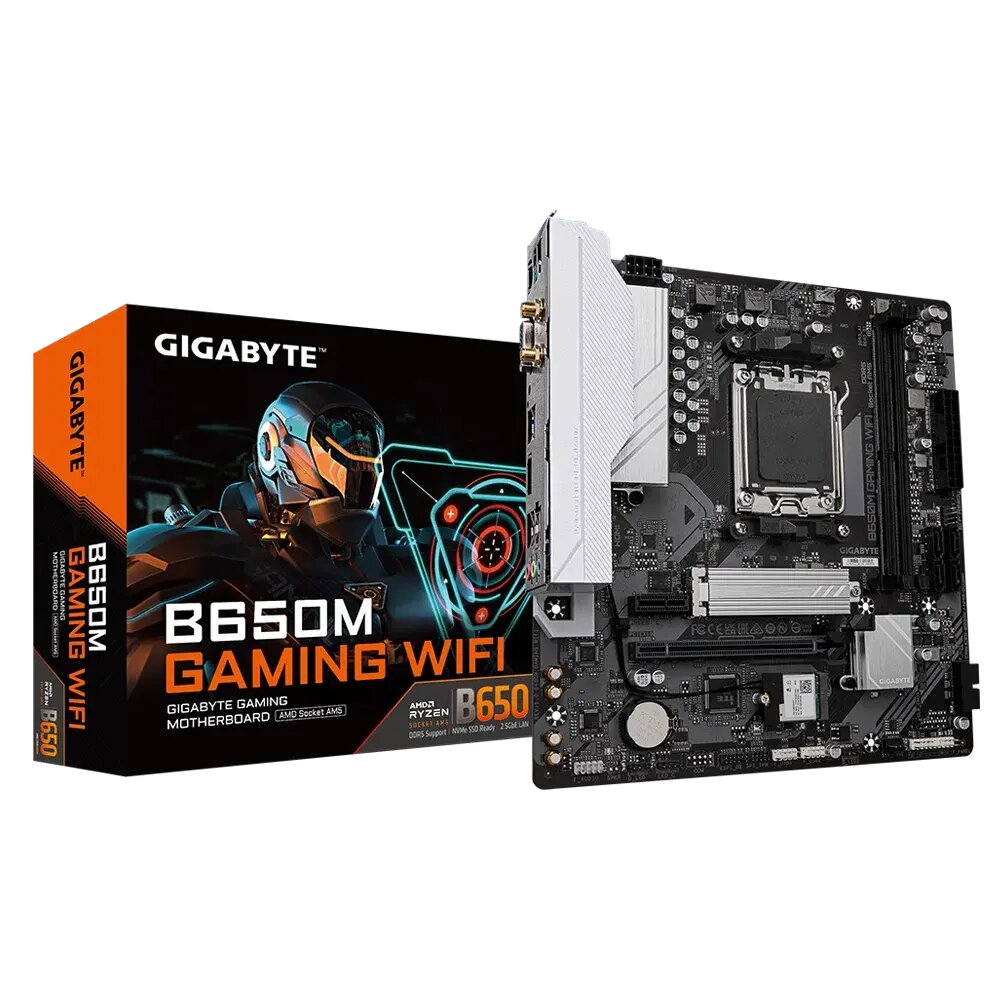 Материнская плата GIGABYTE "B650M Gaming", Micro ATX, 2 разъема M.2, 2 слота оперативной памяти