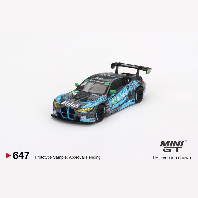 Машинка TSM Mini GT 1/64 #647 BMW M4 GT3 #97 Turner Motorsport IMSA 2023 Laguna Seca GTD 2nd Place Die-cast Alloy Car Model Collection Gift