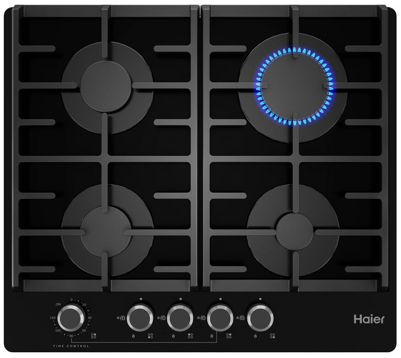 Газовая варочная панель Haier HHX-G64CNMB, чугунные решётки, электроподжиг интегрированный