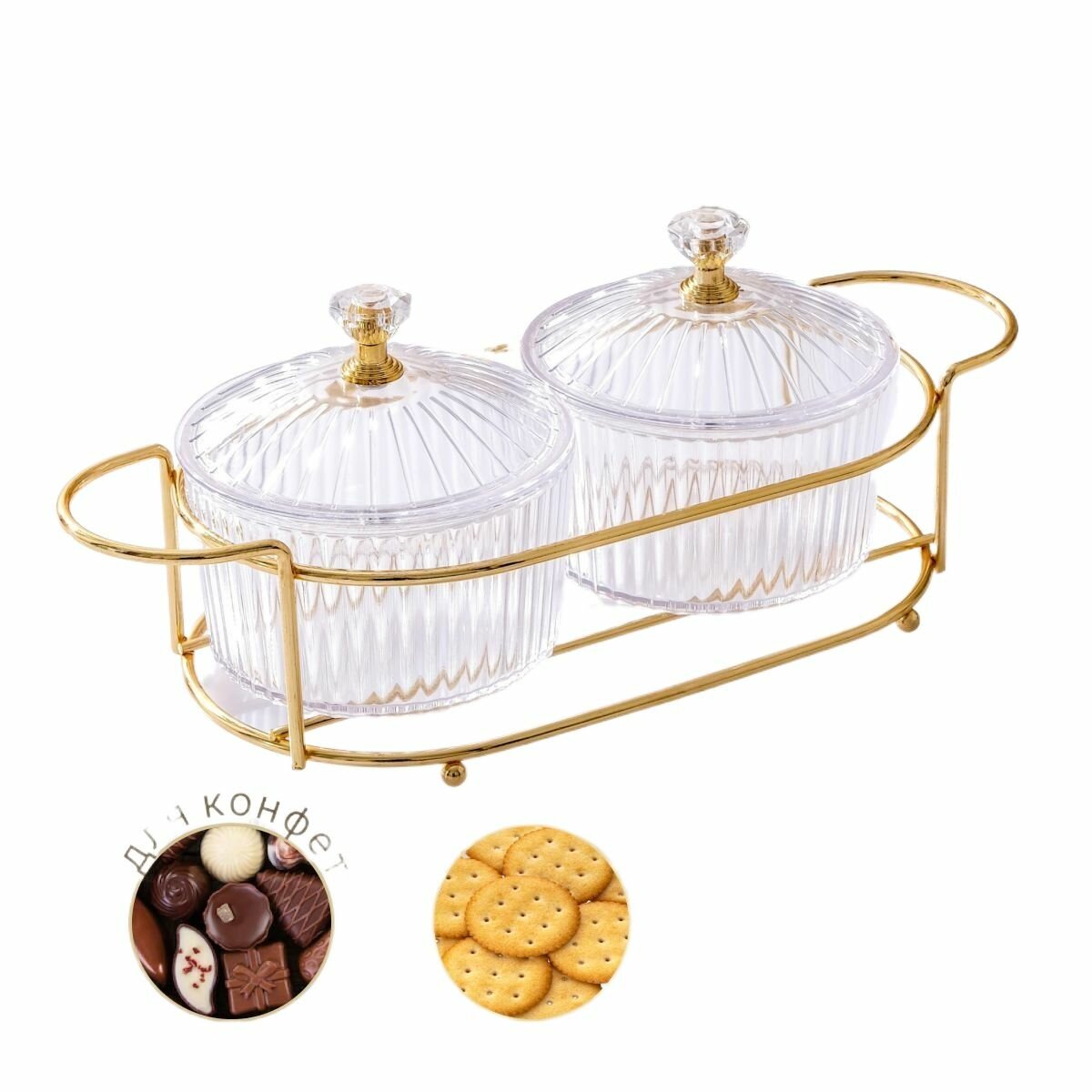 Конфетница с крышкой пластиковая прозрачная круглая