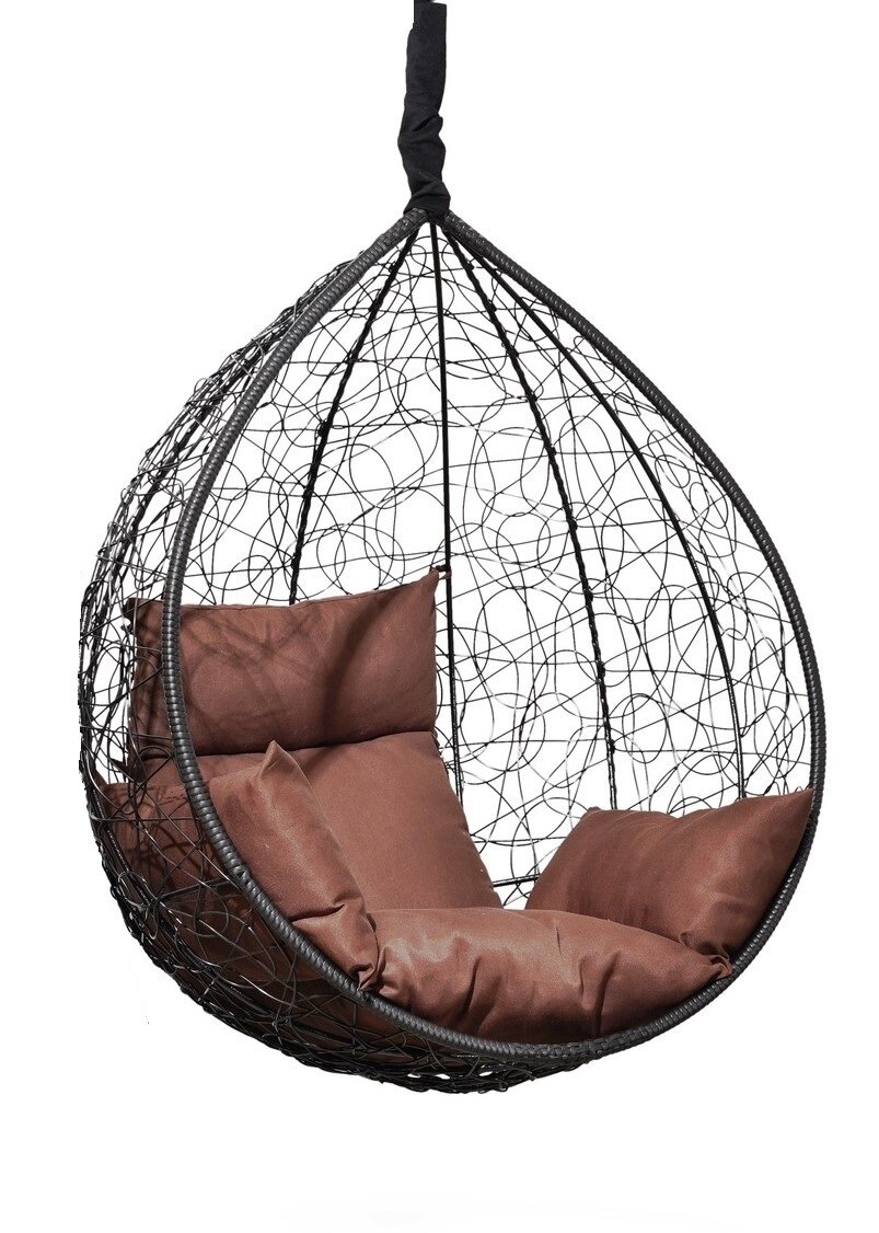 Подвесное кресло-кокон SEVILLA Черный без стойки + шоколад подушка