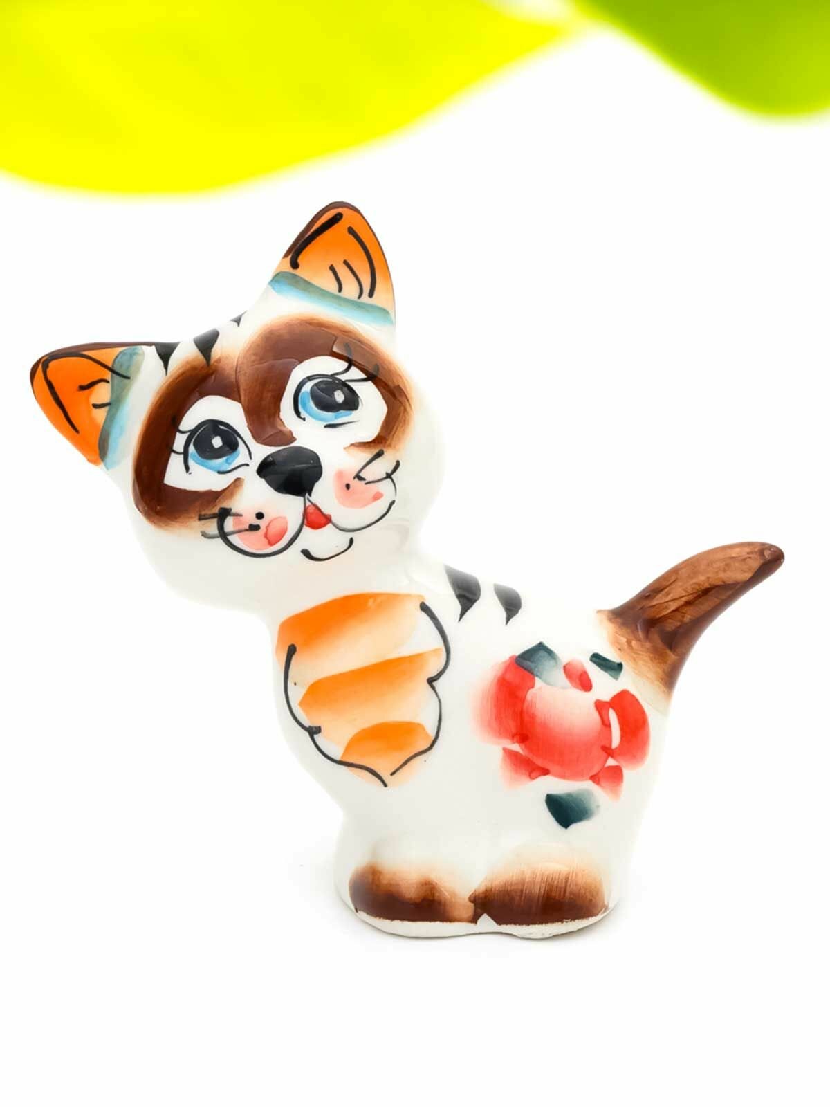 Фигурка коллекционная - Кошка, Гжель, Фарфор, 8 см