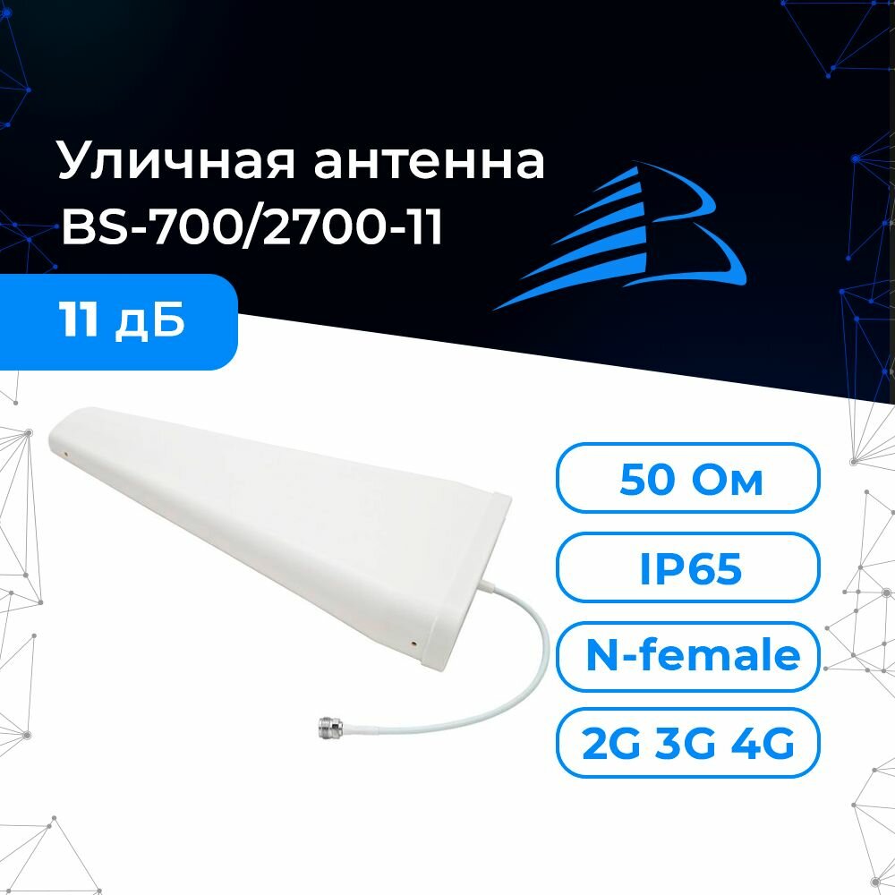 Антенна логопериодическая для сотового сигнала GSM/3G/4G Baltic Signal BS-700/2700-11 для роутера, репитера