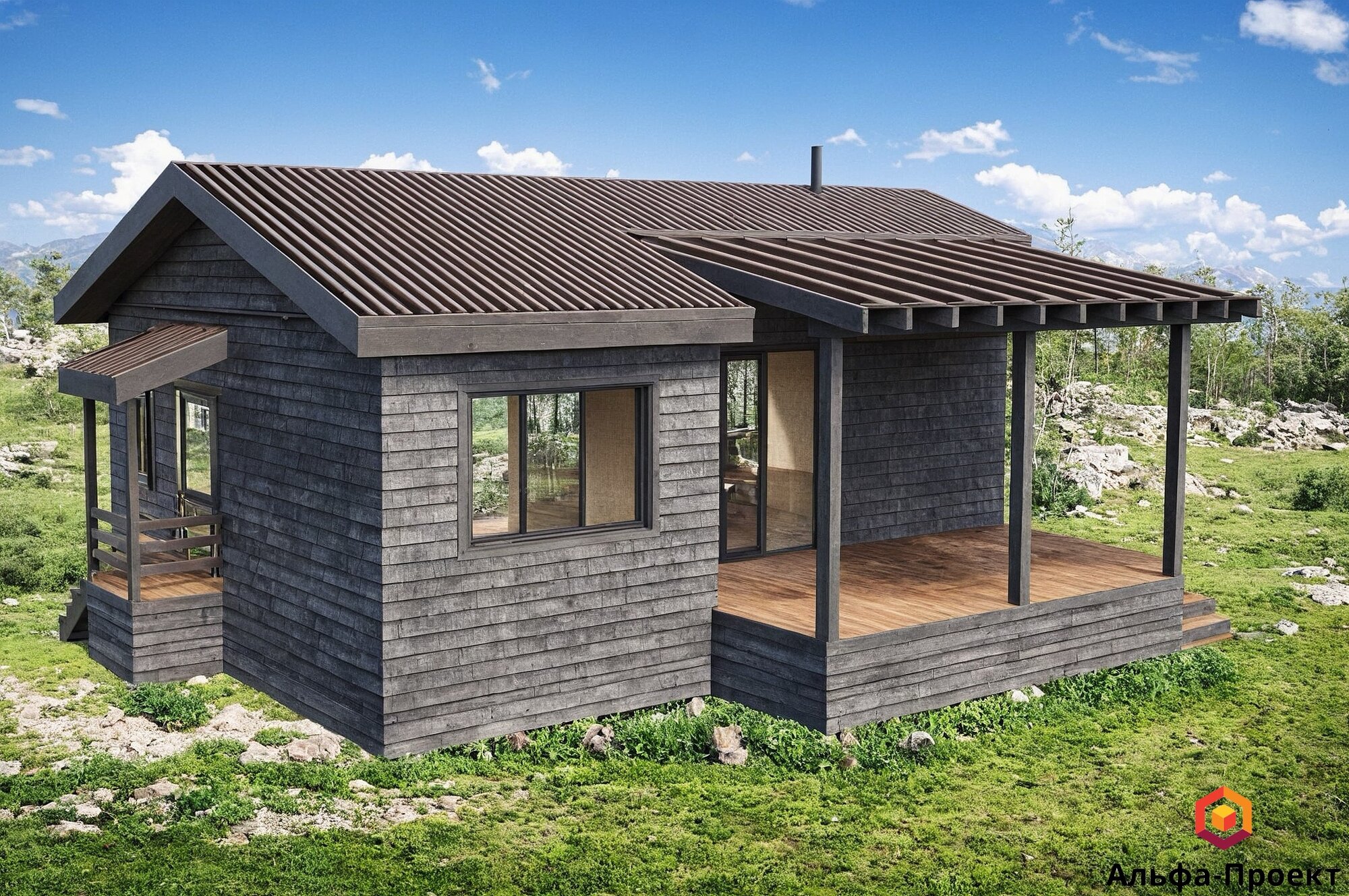 Проект каркасного дома-бани, 81 м2 от Альфа-проект