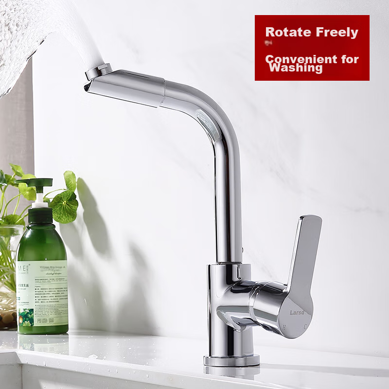 Larsd Basin Faucet, Copper Body, Bathroom Washbasin Faucet, 720° Rotating Basin, Hot And Cold Water Faucet, F051