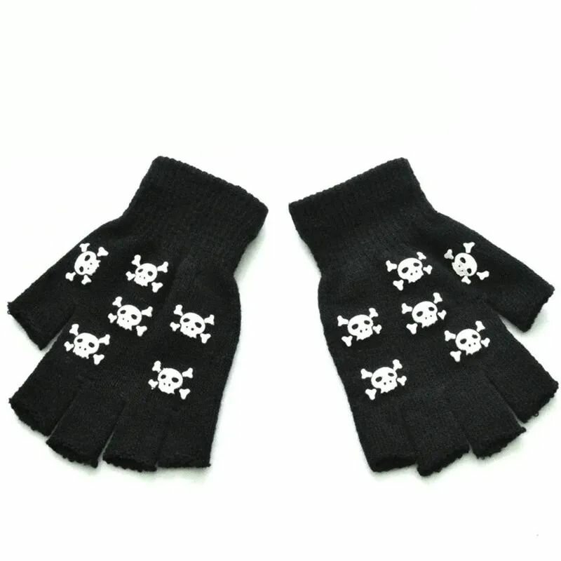 Походные перчатки, унисекс, со скелетом, размер один, черно-серые