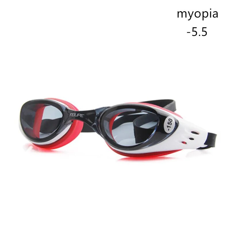 Очки для плавания с диоптриями -5.5, красные