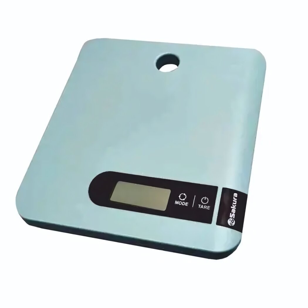 Весы кухонные электронные до 5кг, голубой пластик, точность измерений