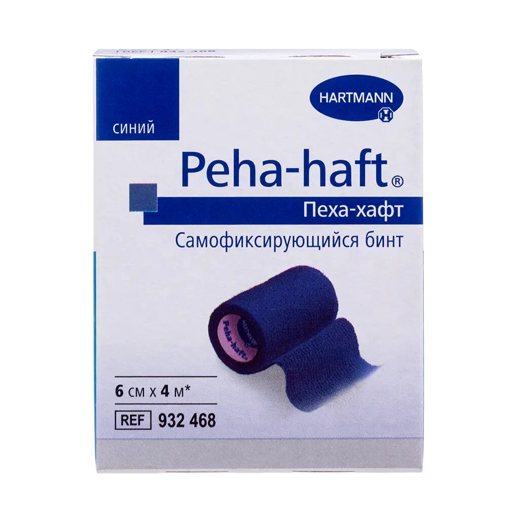 Бинт Peha-haft/Пеха-хафт самофиксирующийся 4 м х 6 см без латекса синий 1 шт
