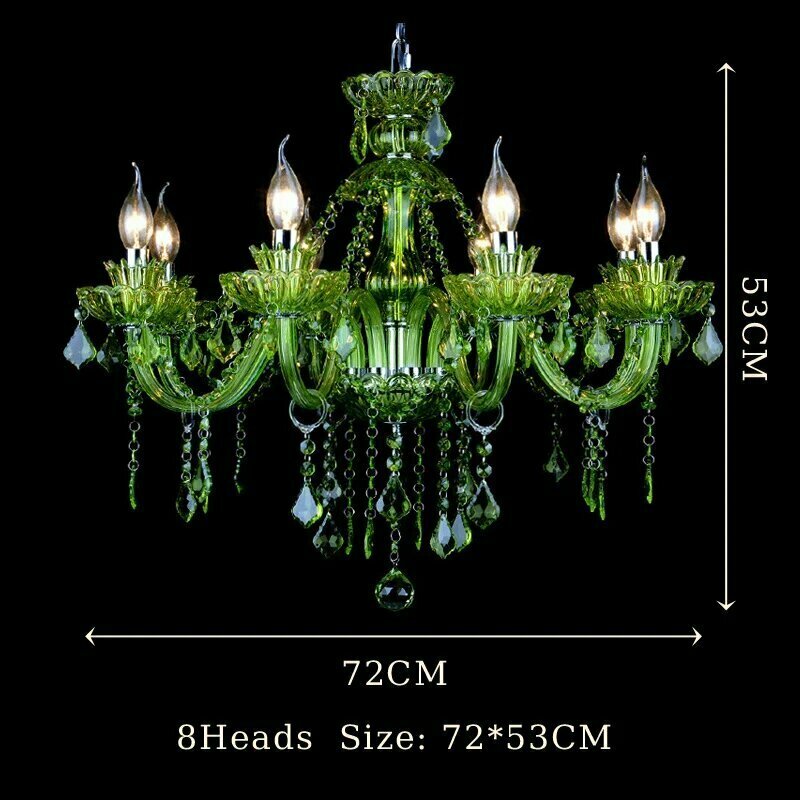 Антикварная векли фиолетовая хрустальная люстра, Dia72 X H53 CM, No Bulb Included, 8-head, E14 Socket, Green